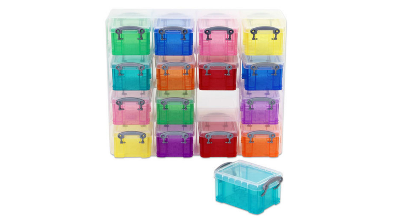 Really Useful Sortierboxen bunt, 16 Stück im Transparentschuber ...